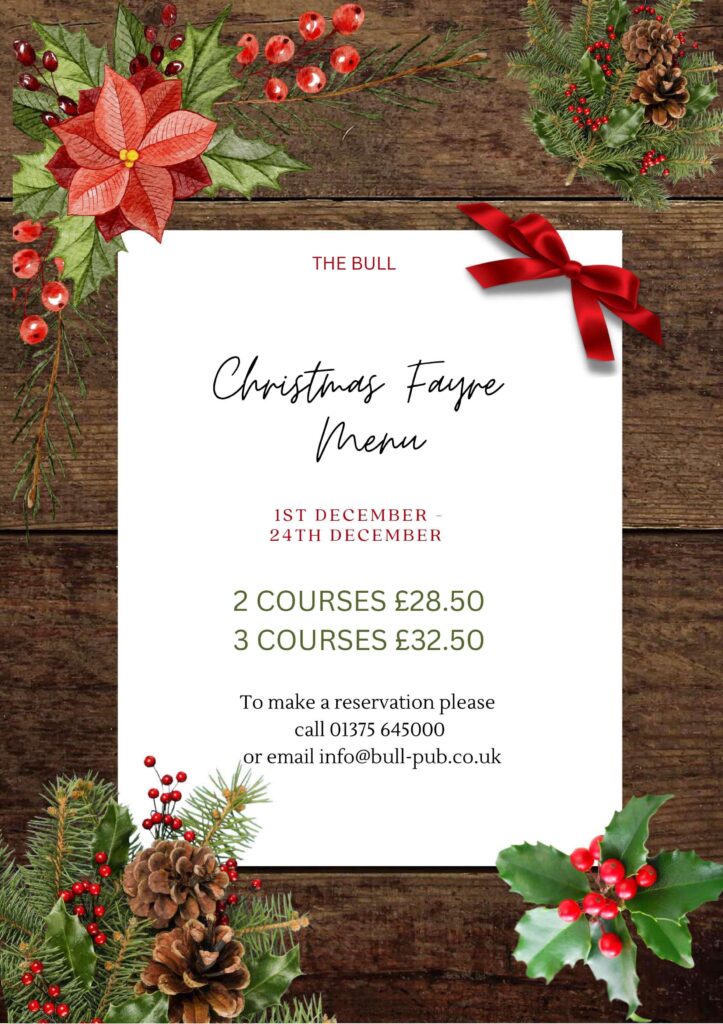 Christmas Menu – Bull Pub